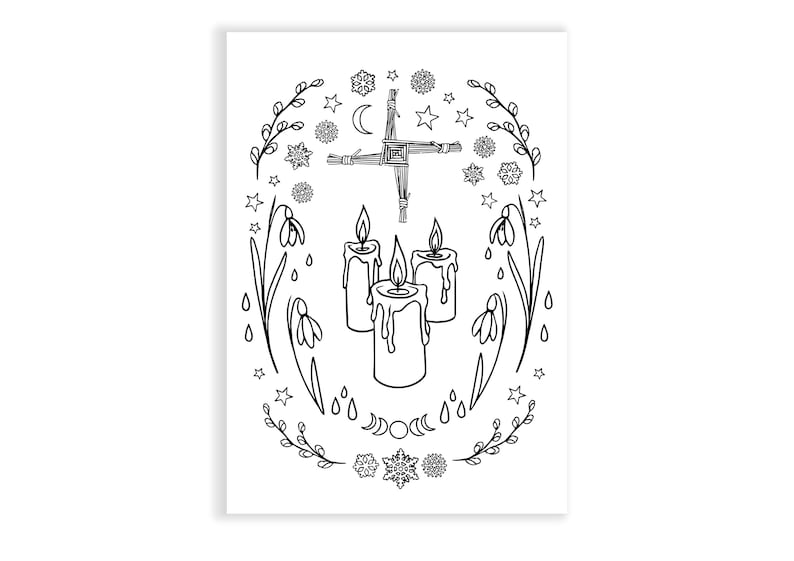 Imbolc Colouring Page - Wheel of the Year Pagan / Wiccan Sabbat Art ...
