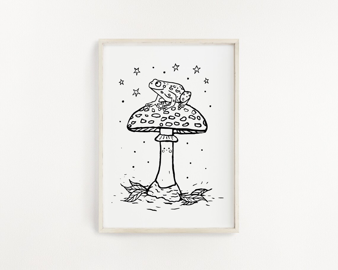 Frog and Toadstool Colouring Sheet Art Printable Colouring Page ...