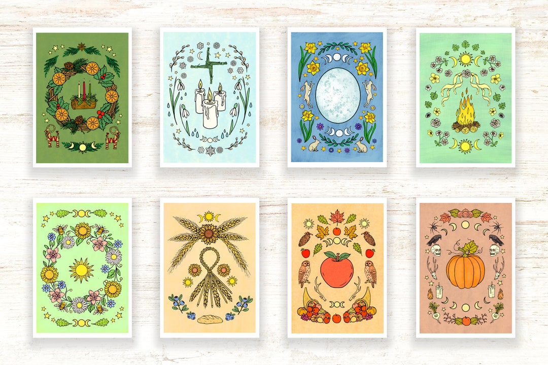 Wheel of the Year - 8 Sabbats Printable Artworks - Digital Download Art ...