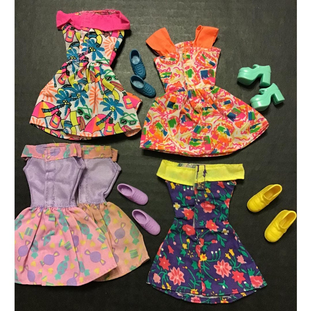 Official Barbie Tagged Vintage Clothes 1990's 5 Dresses and 4 Shoes - Etsy