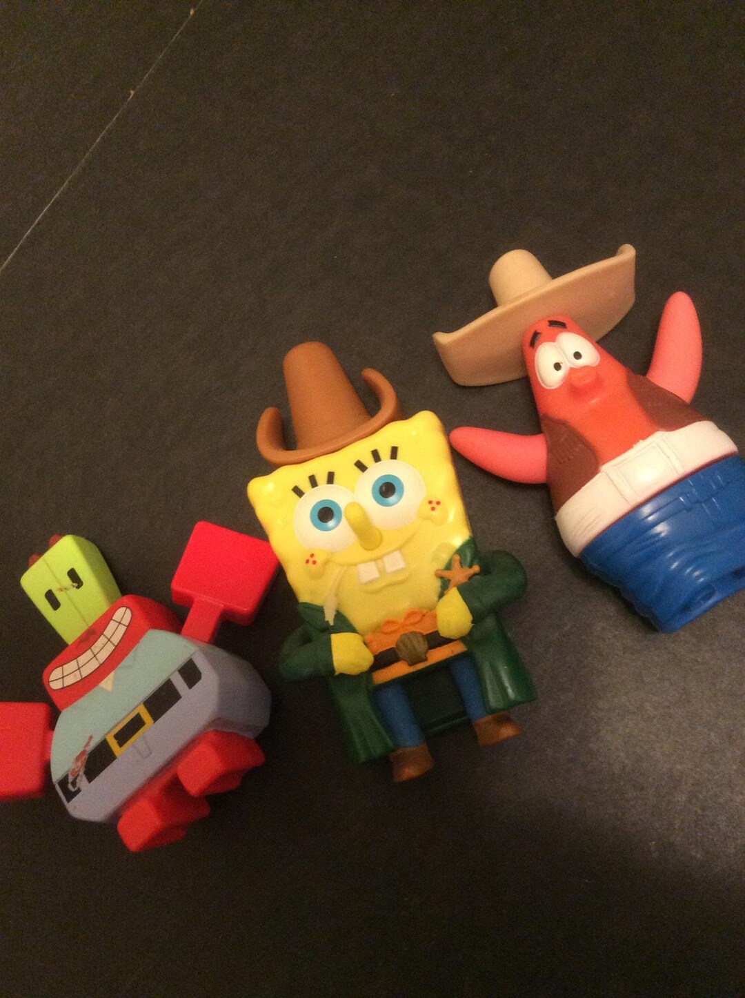 2008 Burger King Spongebob Cowboy Collection of 3 Patrick Mr. Crabs ...