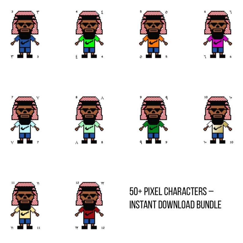 Pixel Avatar Pack | 25x Large Pack Retro 8-bit Characters | Digital ...