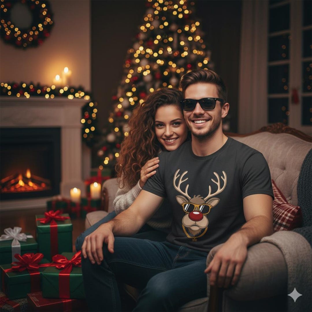 Funny Reindeer Graphic Tee, Cool Unisex Rapper Hip Hop Shirt, Christmas ...