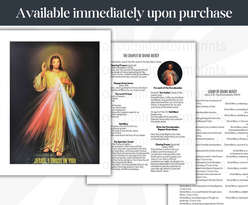 Printable Divine Mercy Chaplet and Litany US Letter Instant - Etsy