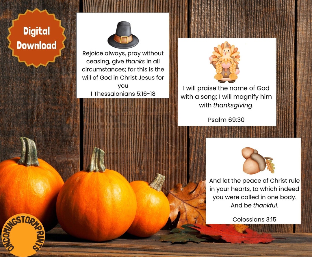 12 Thanksgiving Scripture Cards, Thankful 3x3 Inch Bible Verse ...