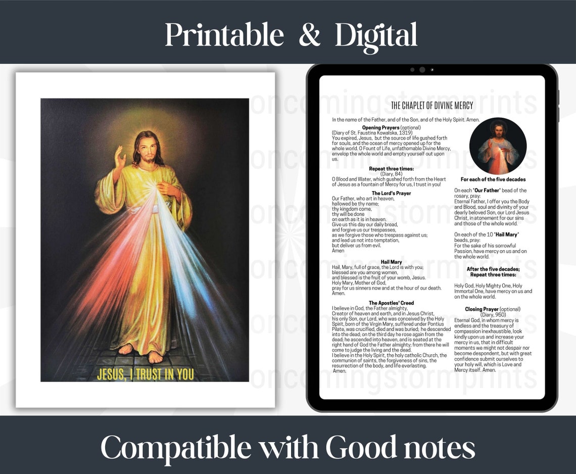 Printable Divine Mercy Chaplet and Litany US Letter Instant - Etsy