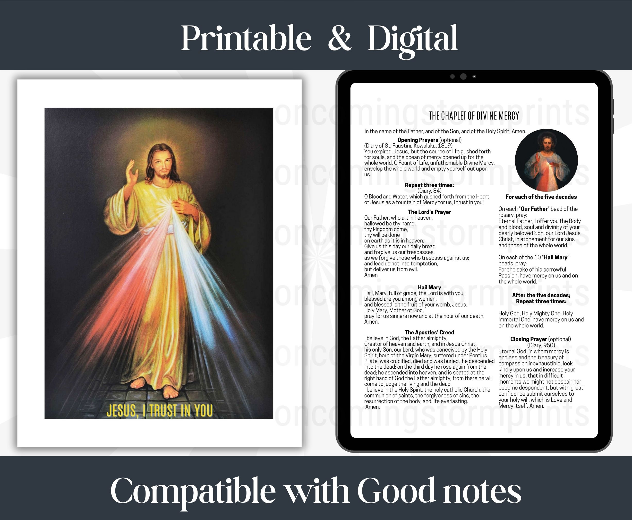 Printable Divine Mercy Chaplet and Litany US Letter Instant - Etsy