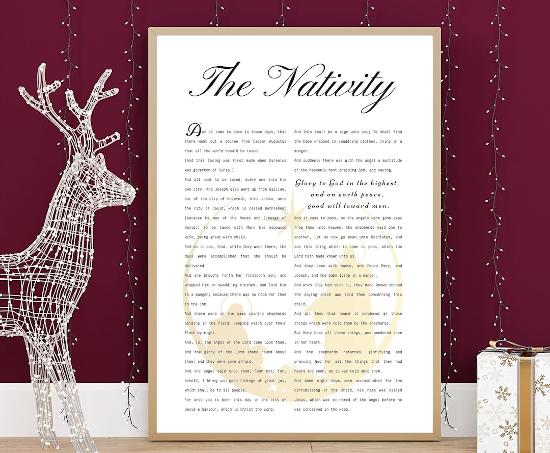 Printable the Nativity Story Wall Art, the Birth of Christ Luke 2 KJV ...