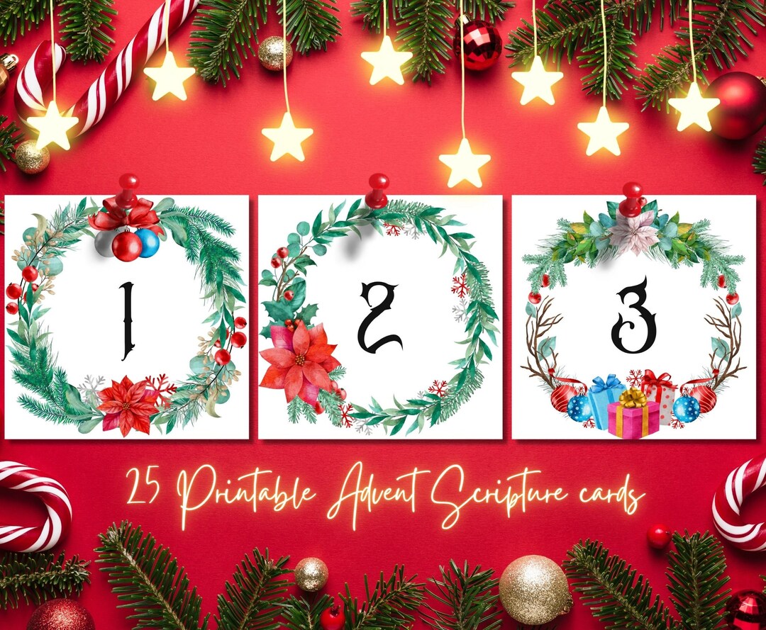 25 Printable Advent Scripture Cards, the Nativity Story Digital ...