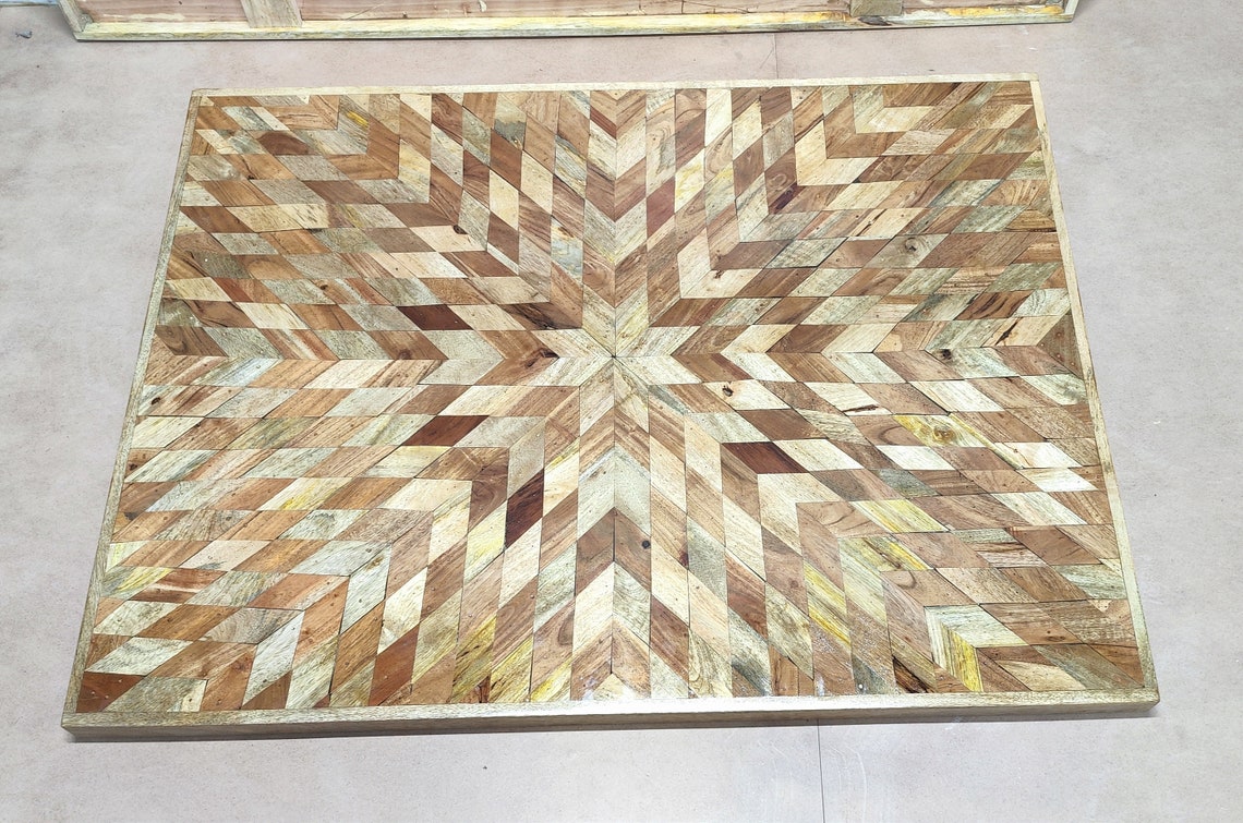 Wooden Diamond Patterned Table Top, Customisable Table Tops, Wooden Top ...