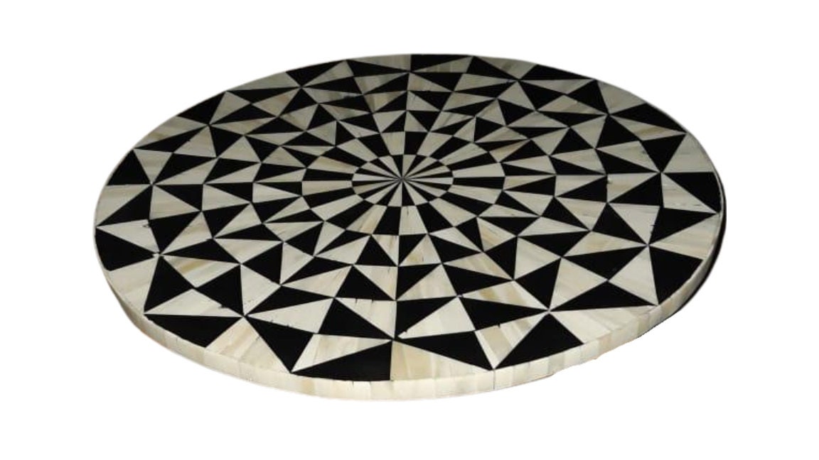 Bone Inlay B&W Patterned Table Top, Customisable Table Tops, Bone Inlay ...