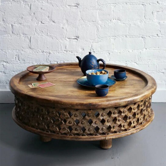 Indian Wooden Hand Carved Centre Table, Coffee Table, Indian Serving ...