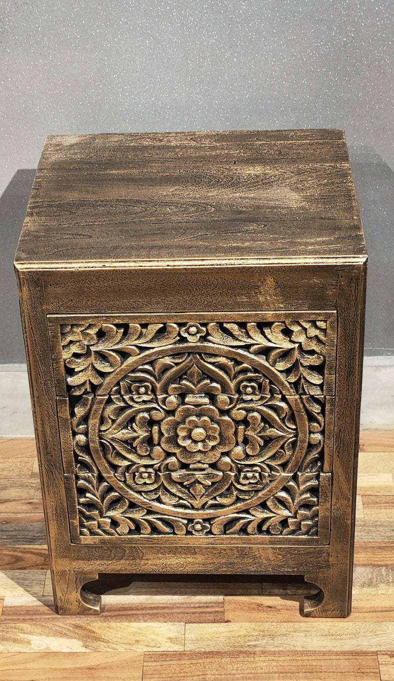 Premium Metallica Wooden Hand Carved Night Stand - Etsy