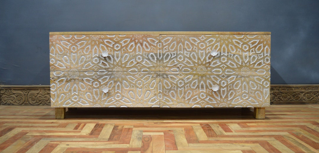 Cosmic Wooden Hand Carved Drawer Chest, Vanity, Decorative Dresser ...