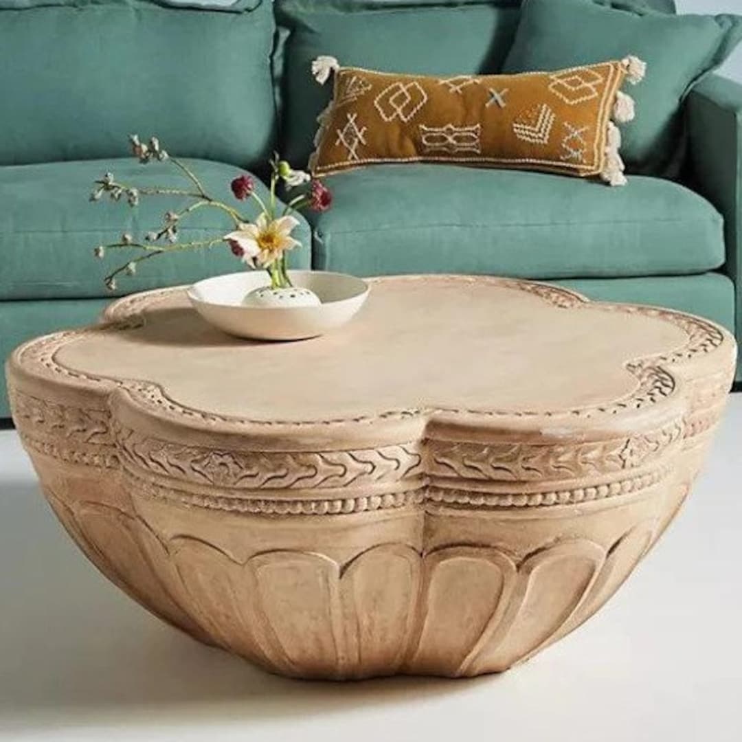 Indian Wooden Hand Carved Centre Table, Coffee Table, Indian Serving ...