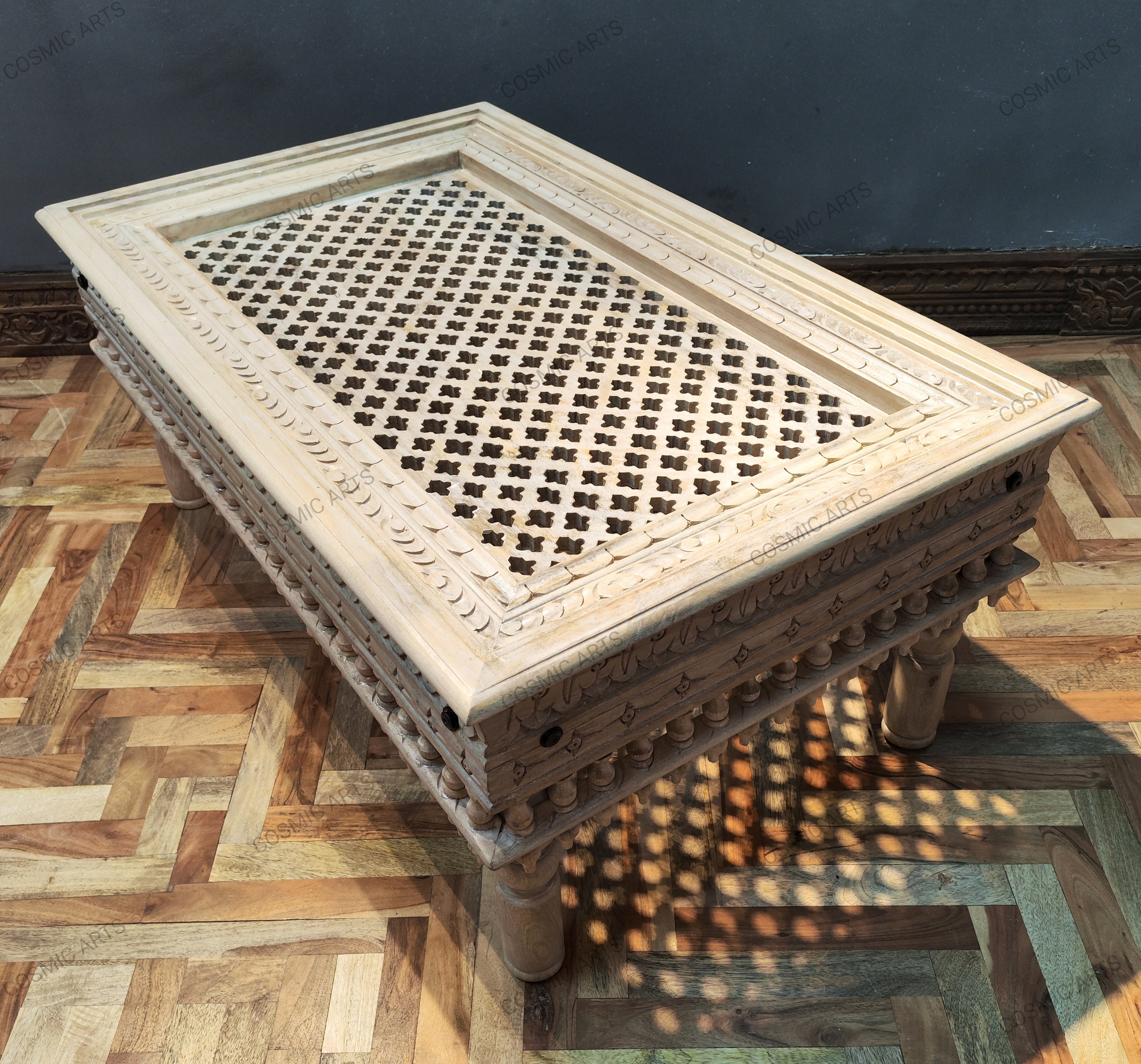 Hand Carved Indian Mango Wood Coffee Table - Etsy