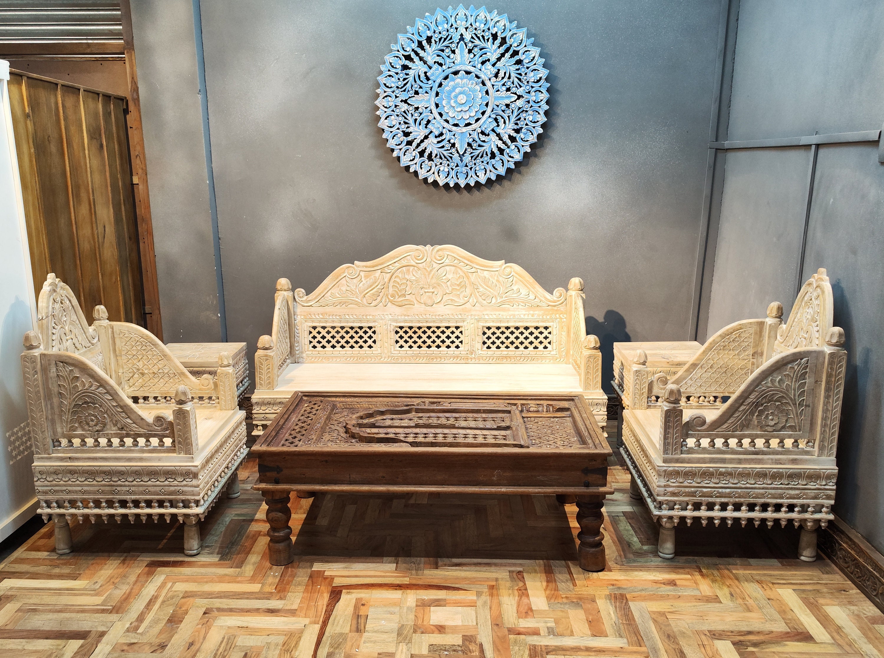 Wooden Hand Carved Sofa/ Bench Day Bed Indian Vintage Bench - Etsy