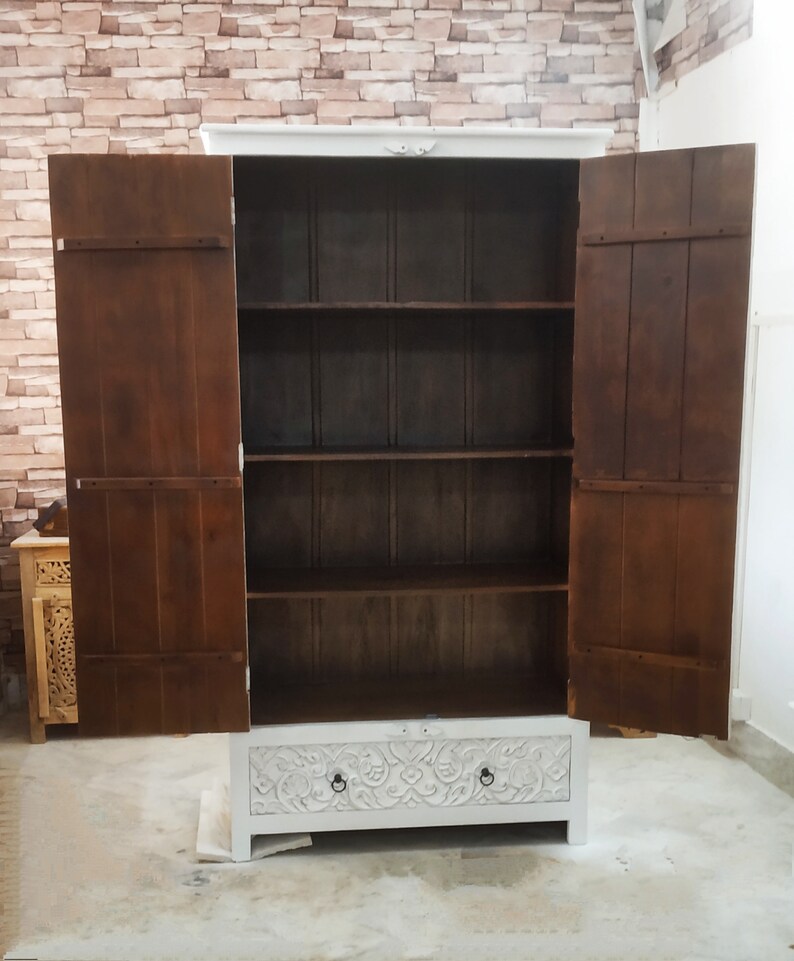 Cosmic Wooden Hand Carved Almirah, Cabinet With Drawer, Decorative ...
