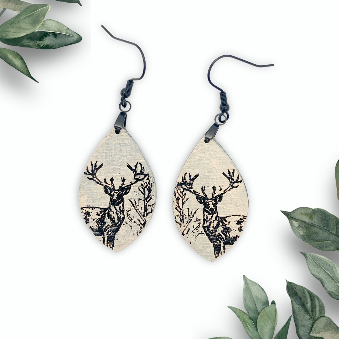 Christmas Deer Engrave Design - Laser Cut Earring Digital File – SVG ...
