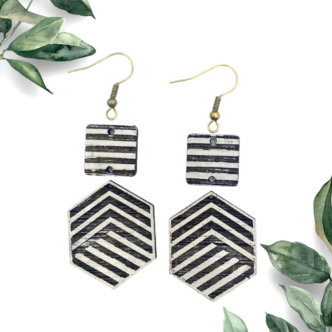 Geo Stripes Engrave Earrings SVG File - Laser Engraved Earring File ...