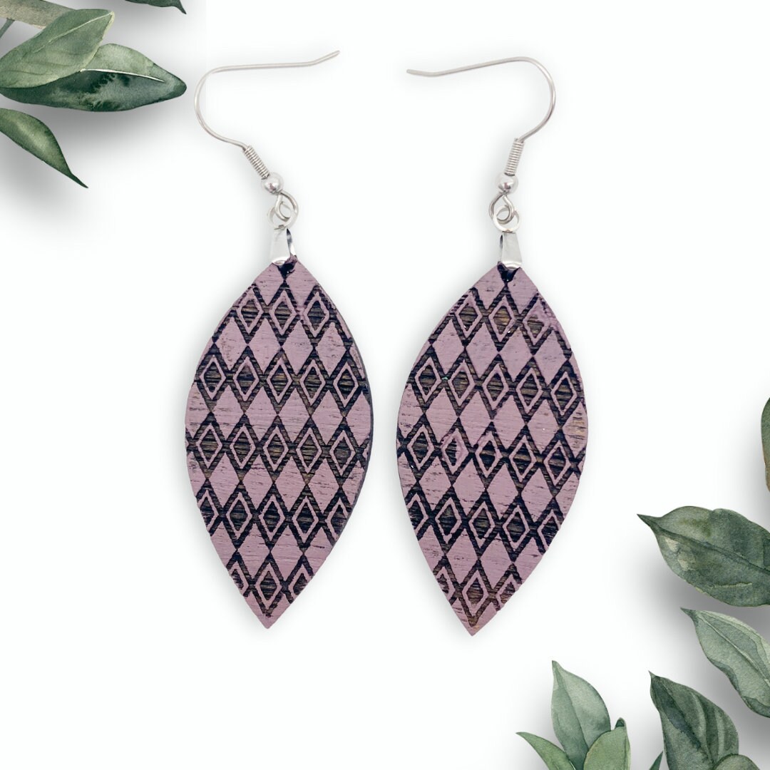 Diamond Pattern Engrave Laser Cut Earring Digital File - SVG ...
