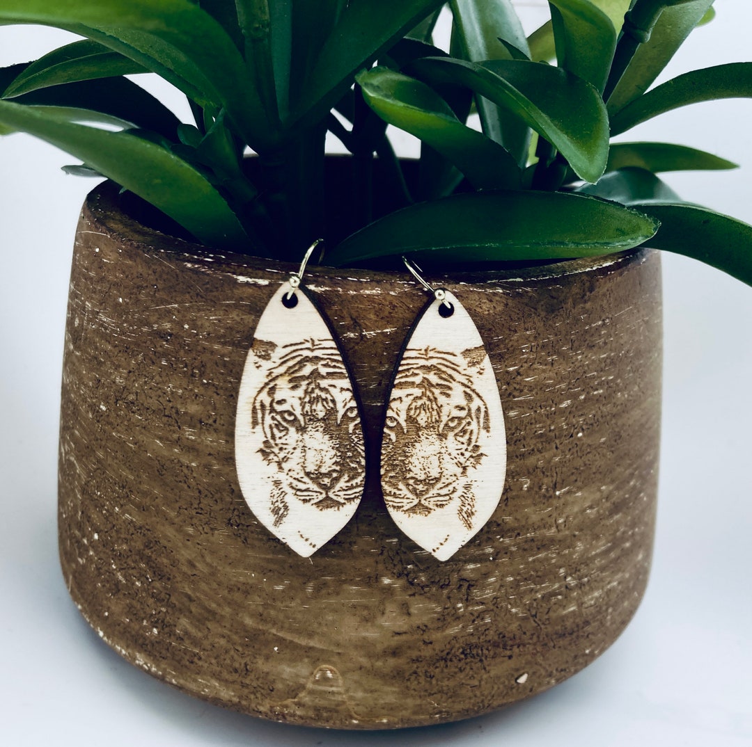 TIGER Engrave Design - Laser Cut Earring Digital File – SVG Design File ...