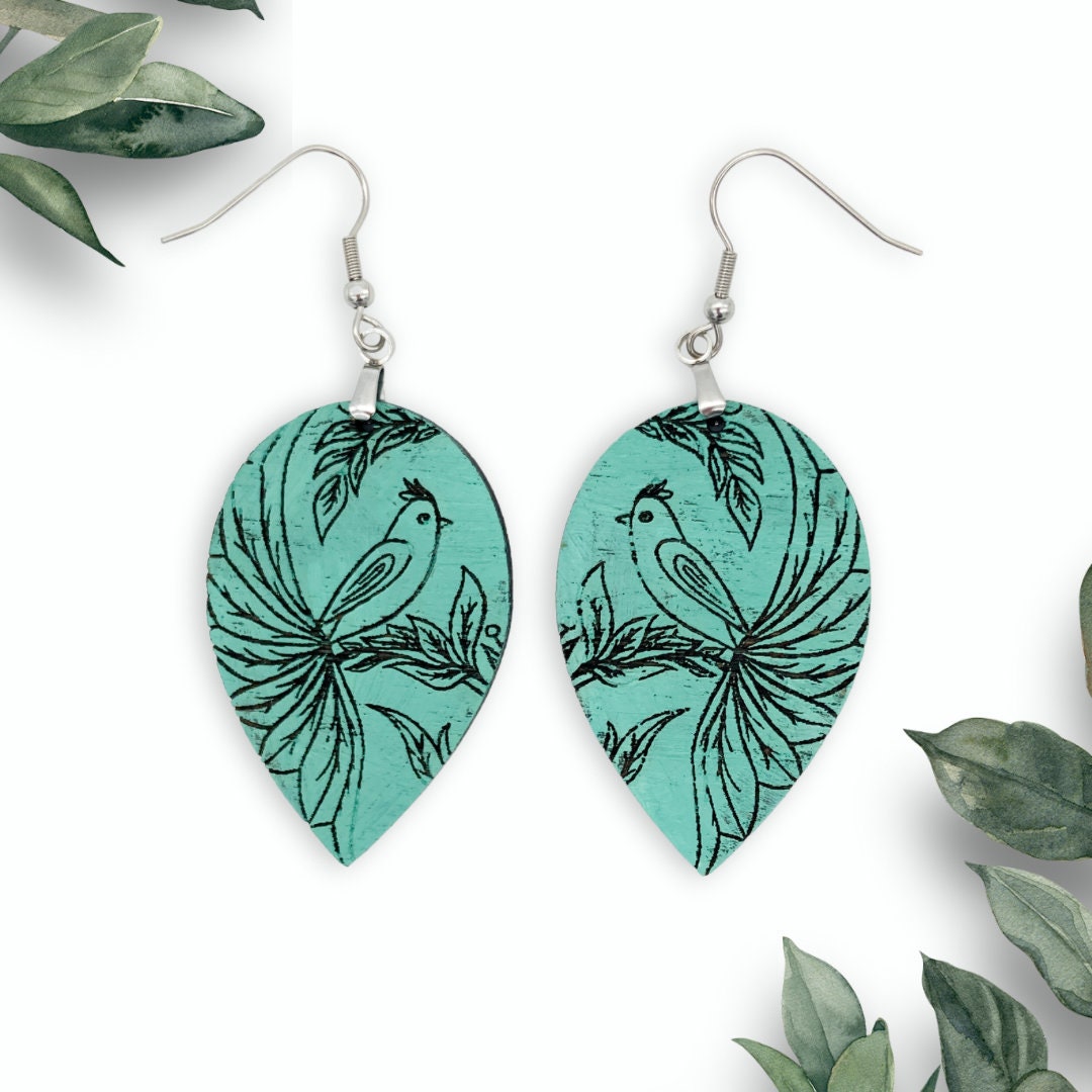 Bird Tail Feather Engrave Design - Laser Cut Earring Digital File – SVG ...