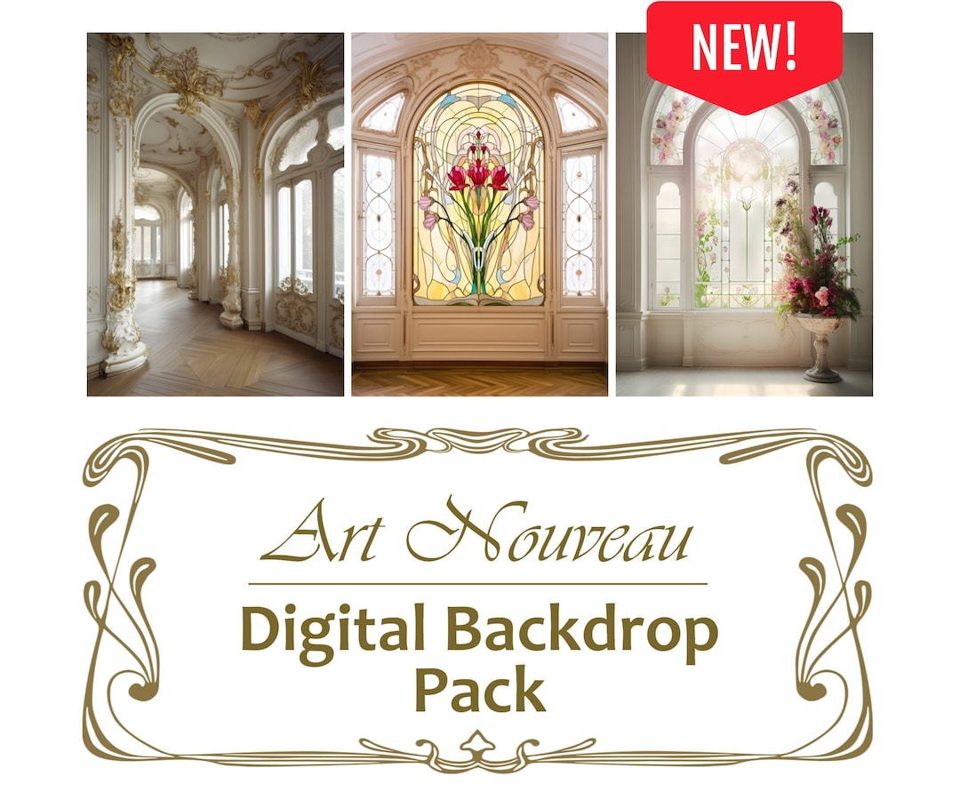 Art Nouveau Digital Backdrop Pack | 18x Backdrops | Overlay ...