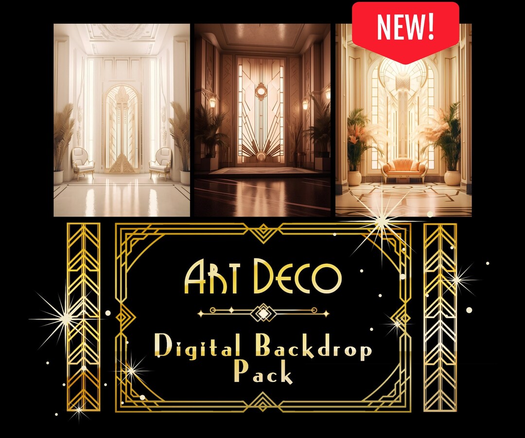 Art Deco Digital Backdrop Pack, 21x Images, Overlay, Great Gatsby ...