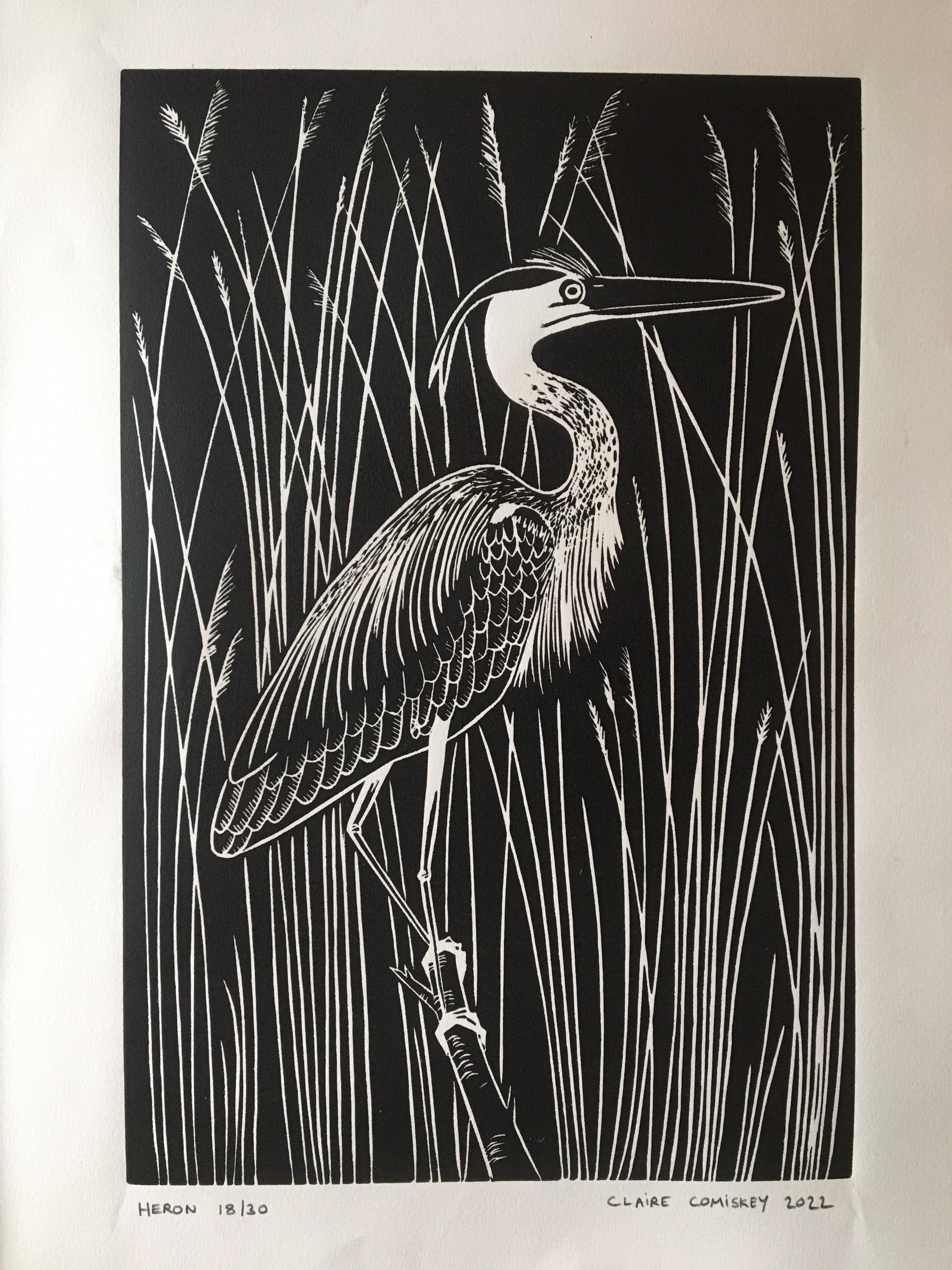 Handprinted Heron Linocut Prints - - Etsy
