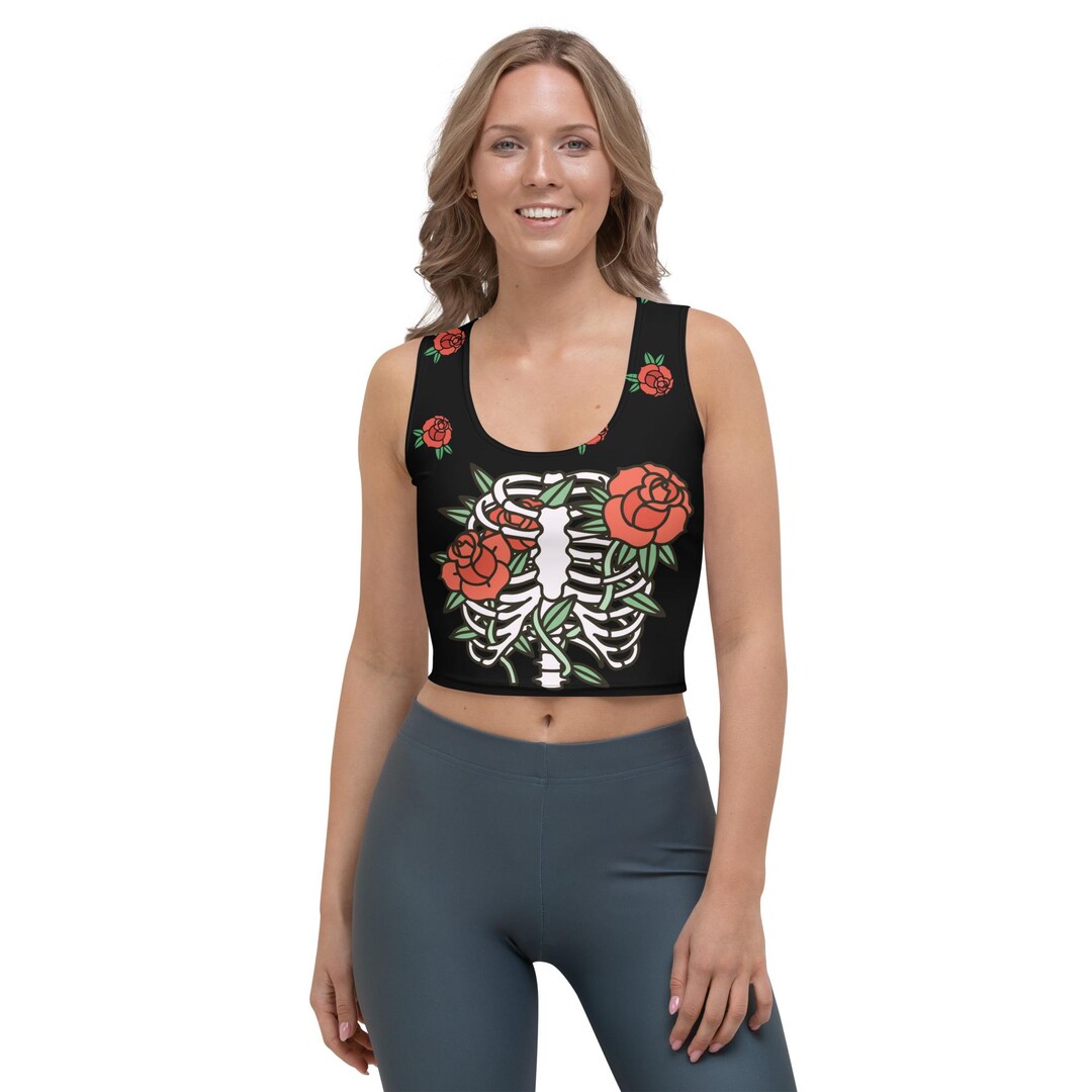 Red Roses Rib Cage Skeleton Crop Top Free Shipping Alternative Style ...