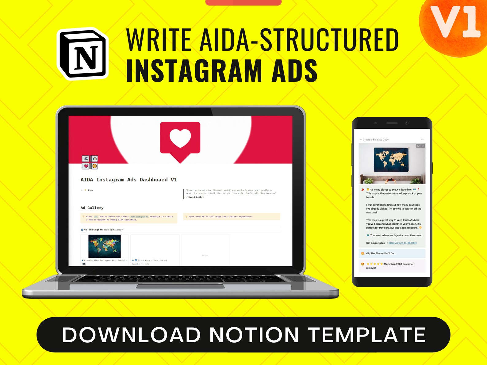AIDA Instagram Ads Notion Template V1 Ultimate All-in-one Ad - Etsy