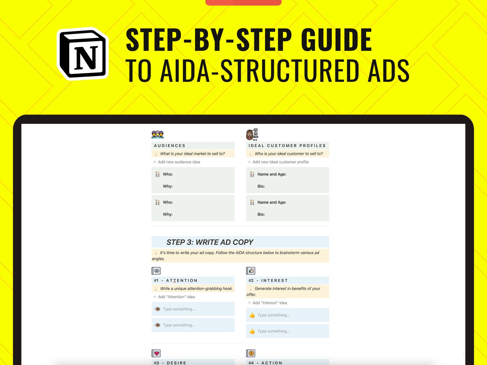 AIDA Instagram Ads Notion Template V1 Ultimate All-in-one Ad - Etsy