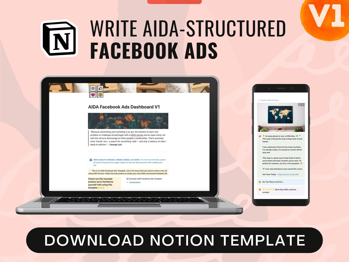 AIDA Facebook Ads Notion Template V1 Ultimate All-in-one Ad Planner ...