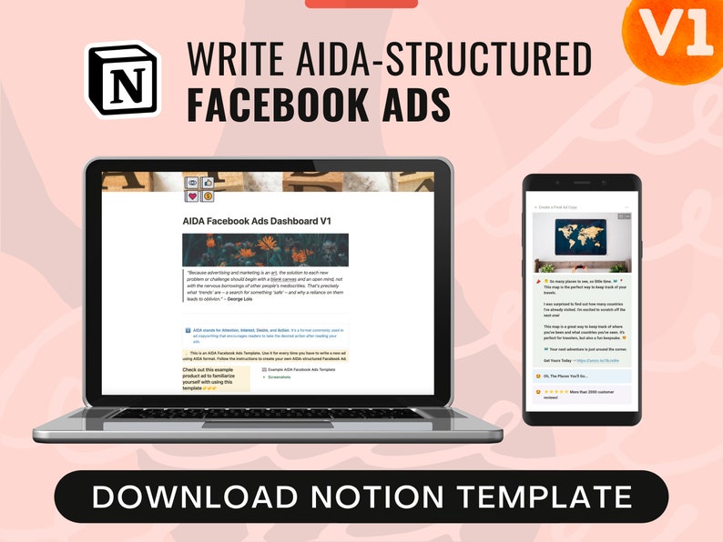 AIDA Facebook Ads Notion Template V1 Ultimate All-in-one Ad Planner ...