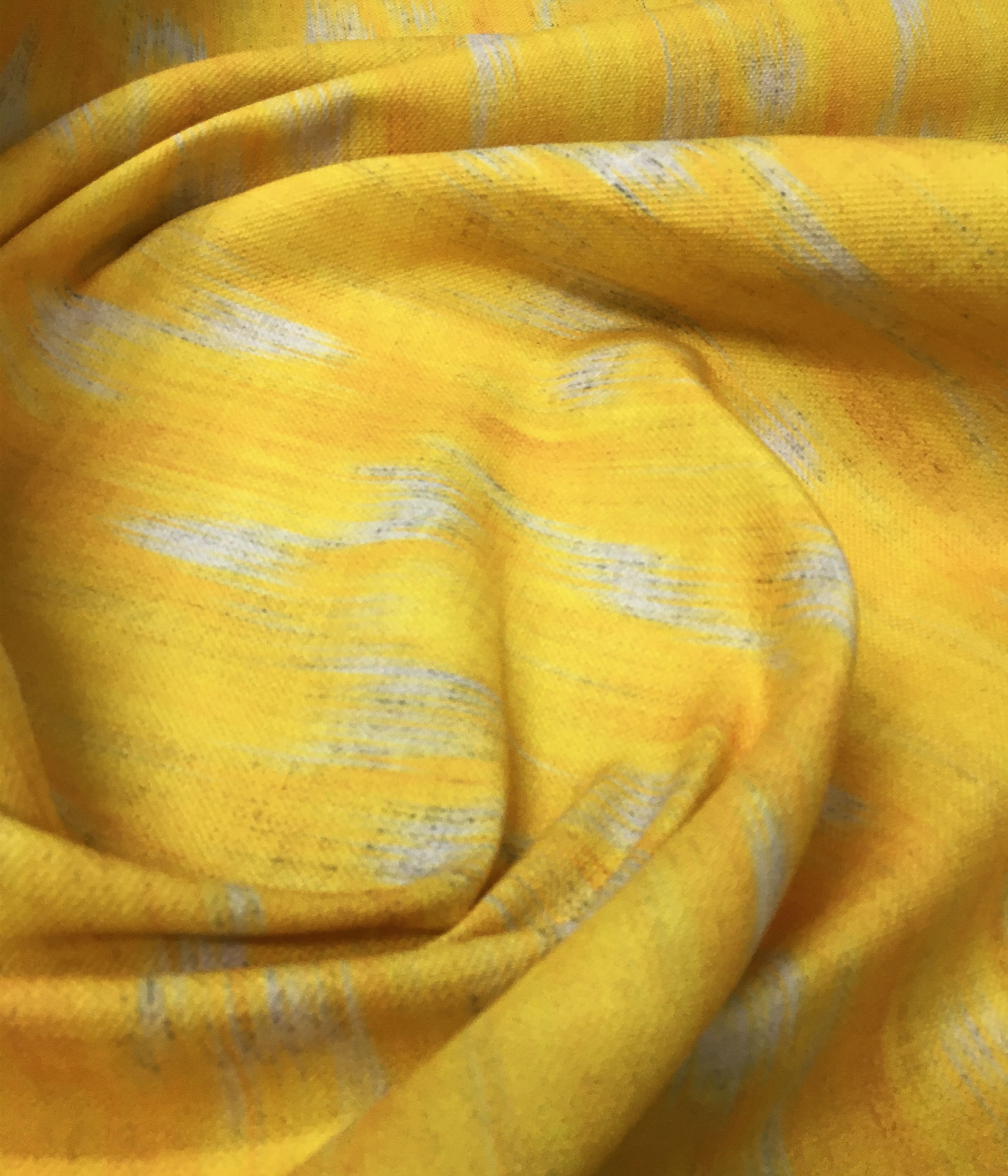 Linen Look Yellow Upholstery Fabric. Yellow Linen Texture Effect Ikat ...