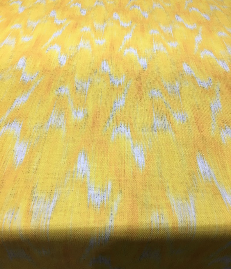Linen Look Yellow Upholstery Fabric. Yellow Linen Texture Effect Ikat ...
