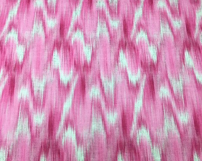 Linen Look Pink Upholstery Fabric. Pink Linen Texture Effect Ikat ...