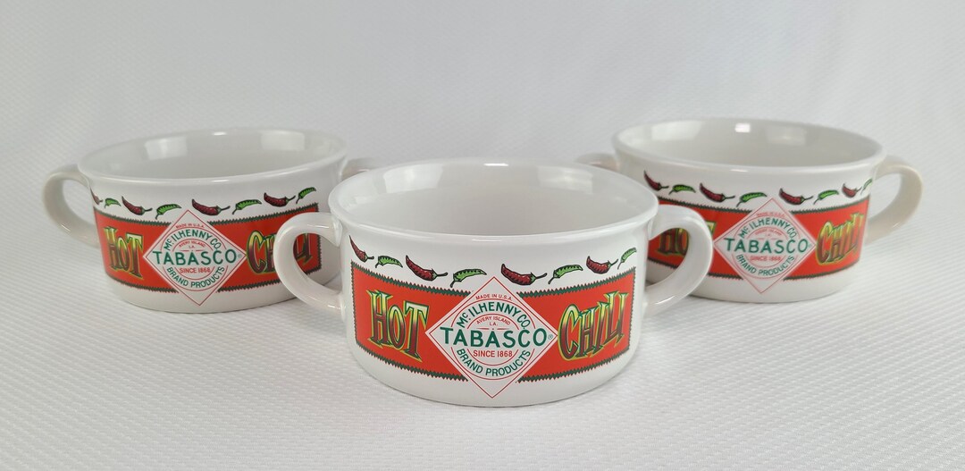 Set of 3 Tabasco Hot Sauce Chili Bowls Ceramic 15 Oz Peppers Soup Cups ...