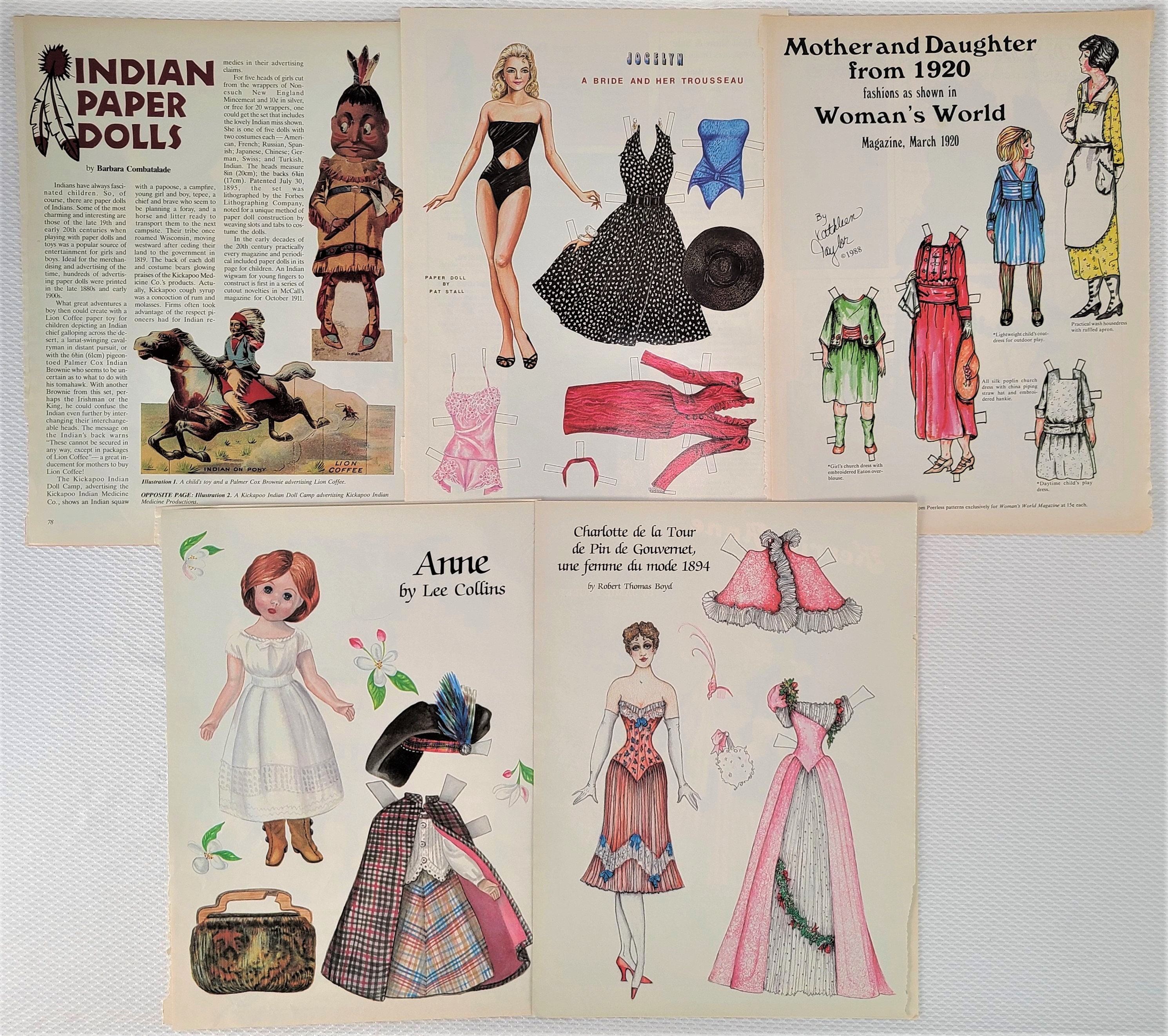 PAPER DOLLS Kickapoo Indian, Jocelyn Brides Trousseau, Mother Daughter ...
