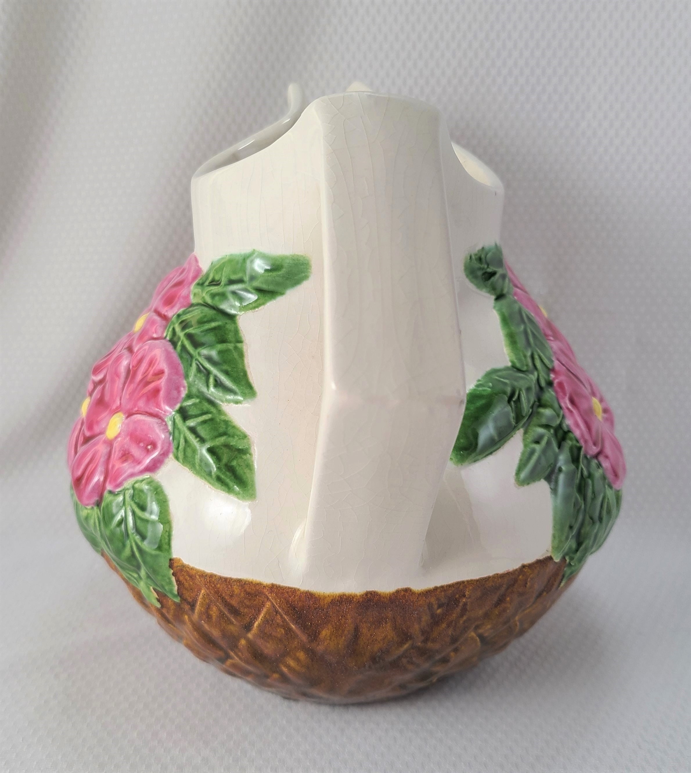 Vintage Pink Flower Pitcher Enchanto Cali Pottery Majolica - Etsy