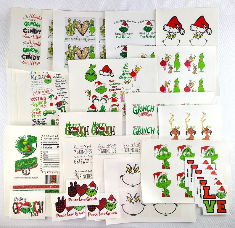 130+ GRINCH CHRISTMAS Waterslide Decals - Peace Love, Cindy Lou ...