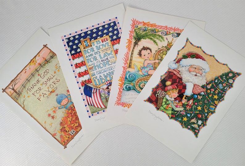 MARY ENGELBREIT Art Print Liberty, Summer Seahorse, Fall, Santa ...