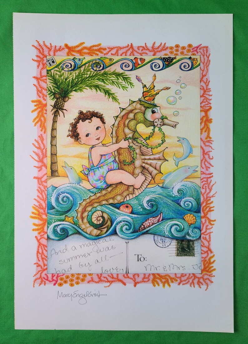 MARY ENGELBREIT Art Print Liberty, Summer Seahorse, Fall, Santa ...