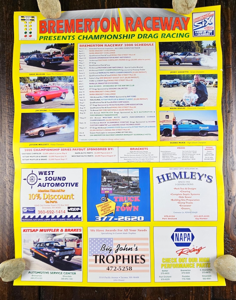 Vintage Bremerton Raceway Championship Drag Racing Car Auto Poster 2000 ...