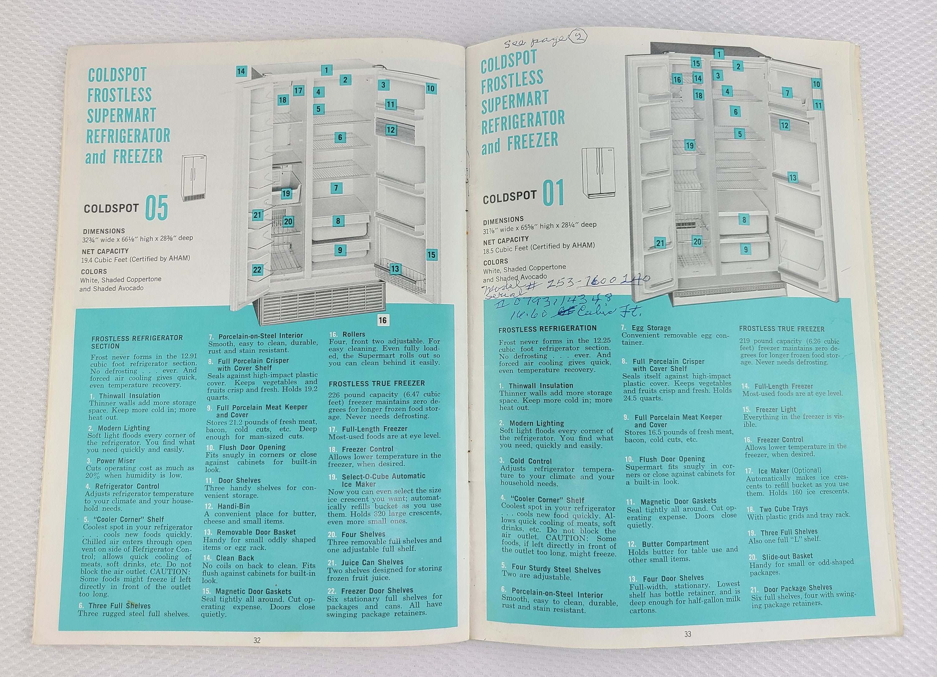 Vintage Sears Catalog Coldspot Freezer Refrigerator Owner Manual 1968 ...