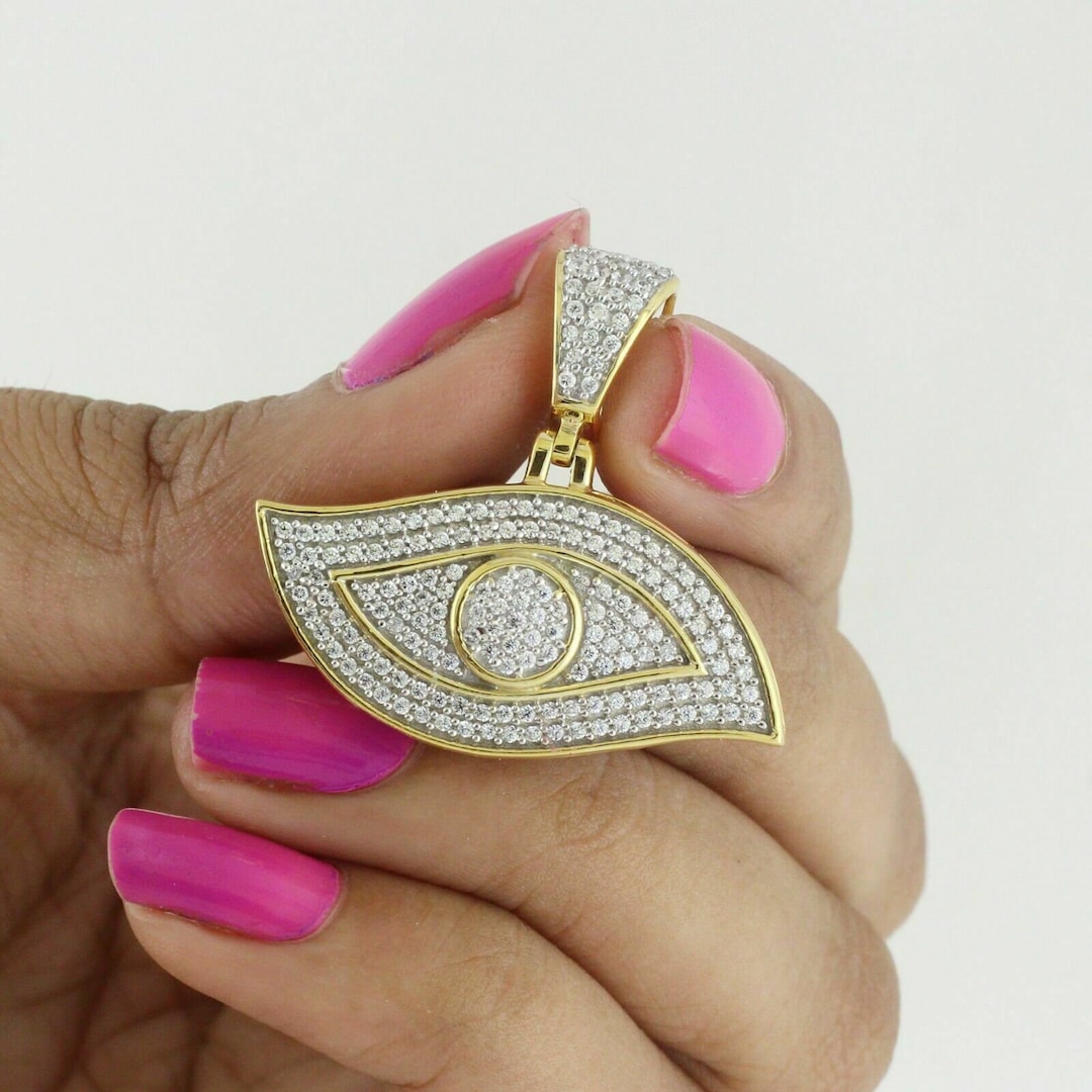 Evil Eye Diamond Necklace Pendant/moissanite Pave Evil Eye Pendant ...