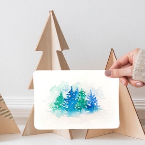 Winter Forest 1 ORIGINAL Watercolor Card Handmade - Etsy