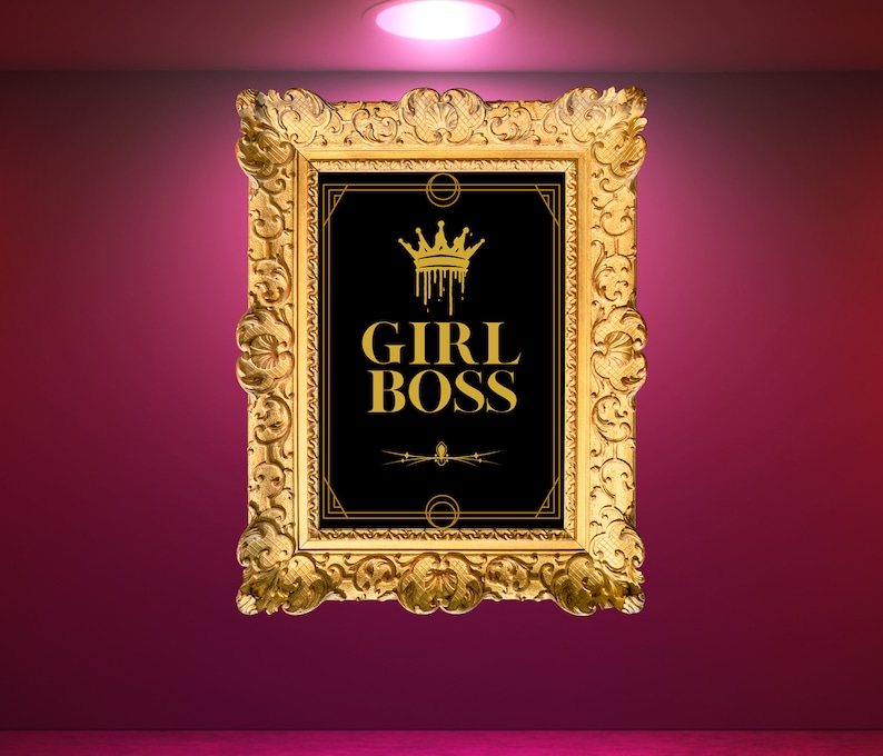 Printable - Girl Boss Poster, Crown Poster, Boss Babe Poster, Black and ...