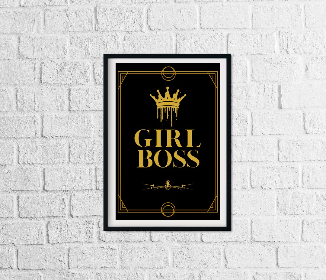 Printable Girl Boss Poster, Crown Poster, Boss Babe Poster, Black and ...